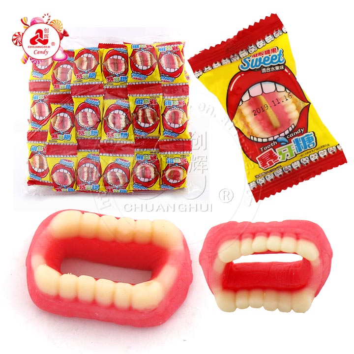 Supply Funny tooth shape fruit shape soft candy Halloween gummy candy ...