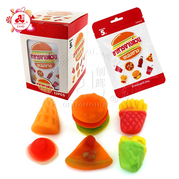 Supply Halal jelly candy Fast Food shaped gummy candy / Hamburgers ...