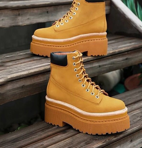Supply Wheat Nubuck Leather Platform Rubber Sole Booties Wholesale ...