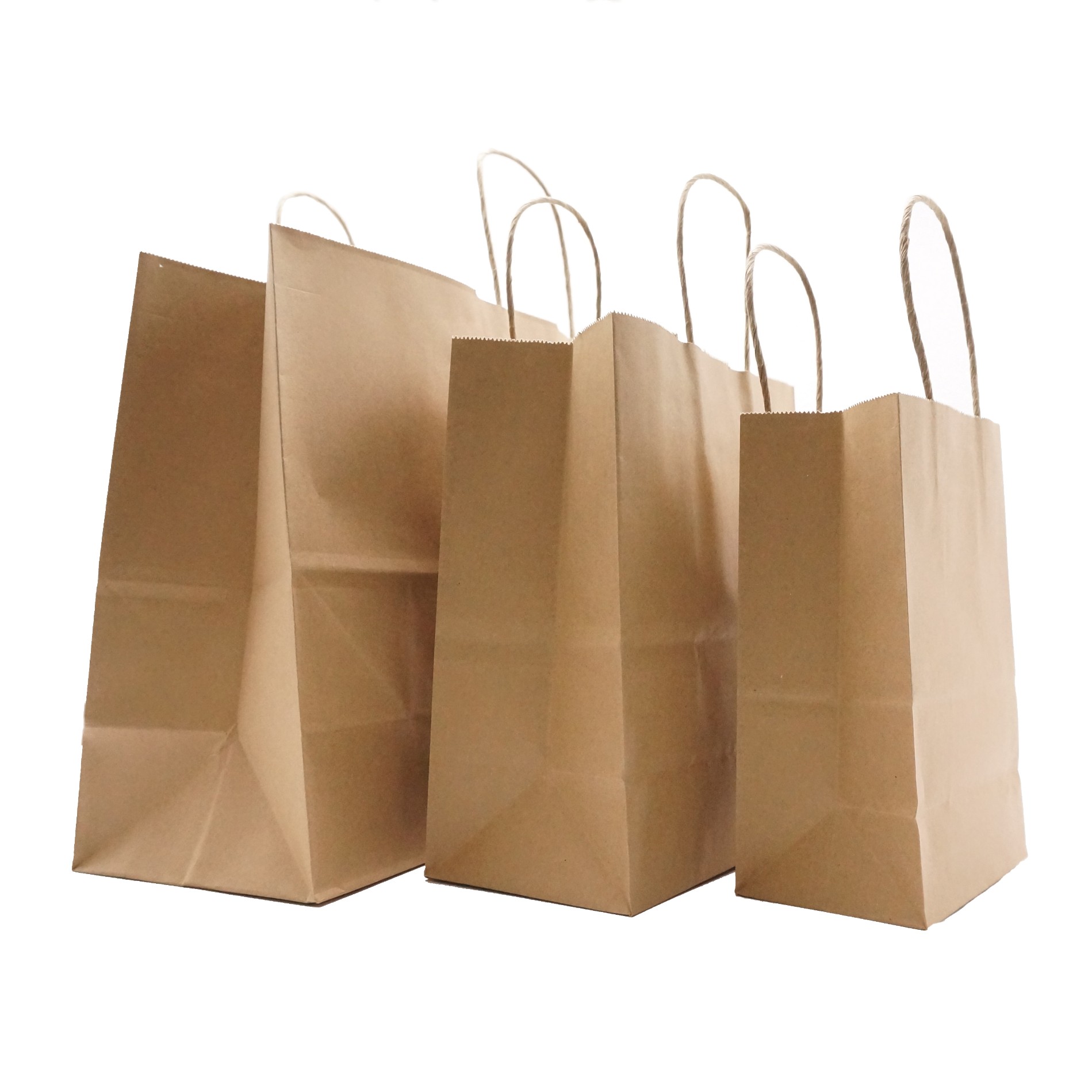 Supply Recycled Brown Kraft Paper Bags With Handles For Grocery Factory 