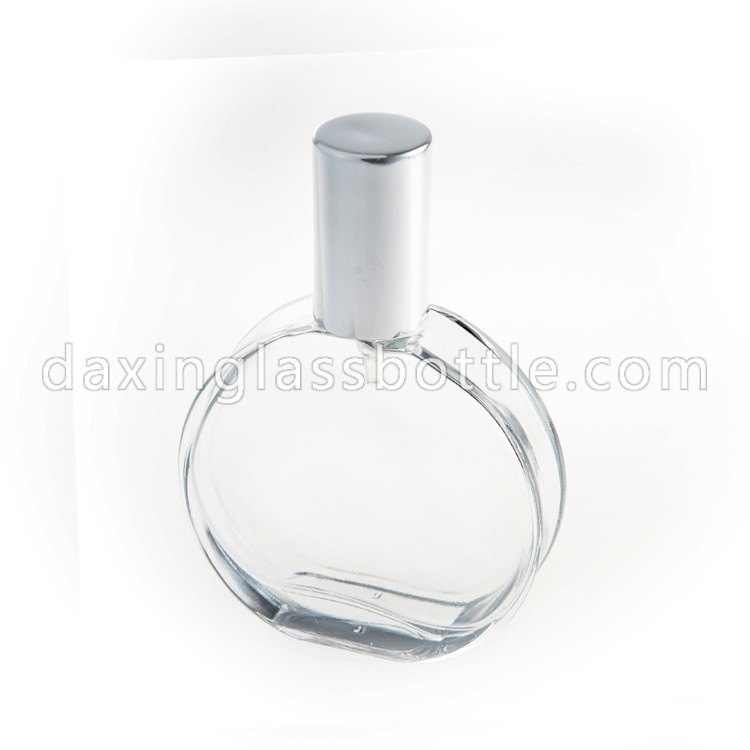 Supply Flat Round 50ml Small Perfume Glass Bottle With Spray Lid ...