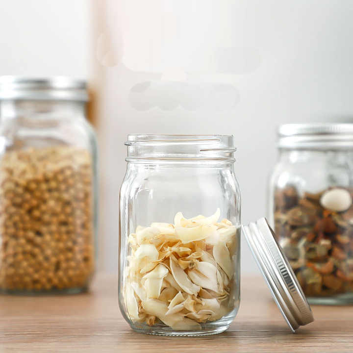 Supply Mason Jars 16 oz Wide Mouth Clear Glass Mason Jar with Airtight ...