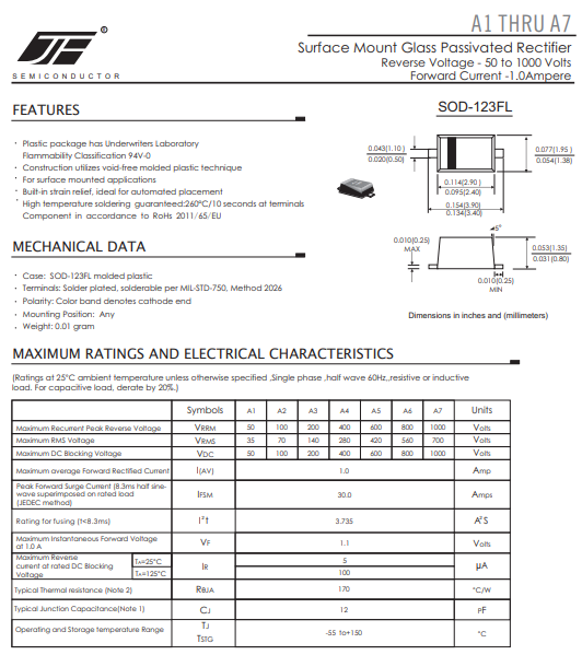 Supply China A7 SMD Rectifier Diode factory quotes