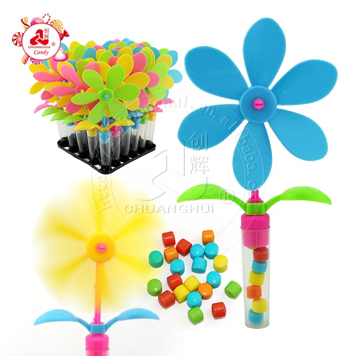 Supply Colorful flower windmill toy with sweet tablet candy toy CH ...