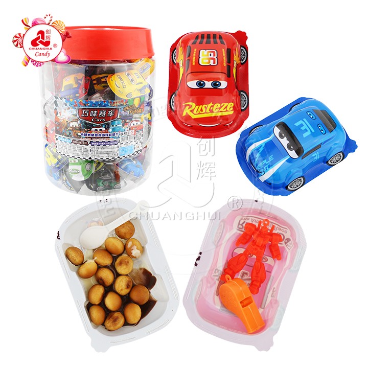 Supply Cartoon racing car Shape Surprise Egg Chocolate Biscuit With ...