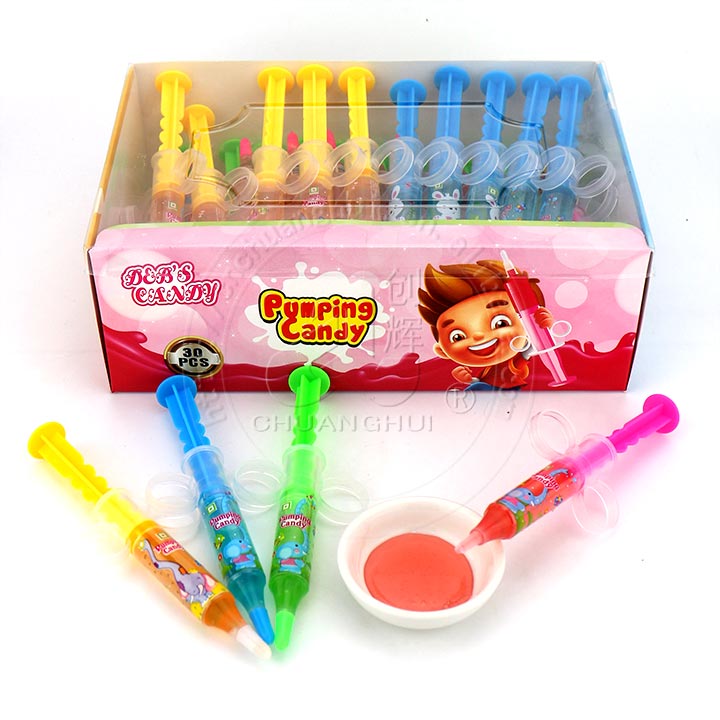 Supply Funny syringe shape toy with fruit flavor jam liquid candy ...