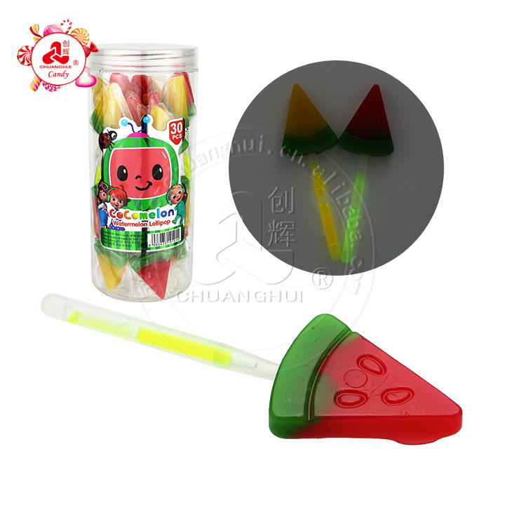 Supply Halal sweet watermelon shape lollipop watermelon fluorescent ...