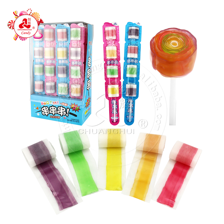 Supply Fruit gummy roll candy sweet pectin jelly CC Roll stick candy CH ...