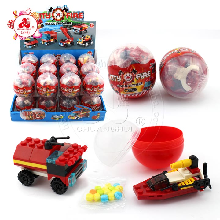 Supply City Fire Rescue Cars Assemble Egg Toy Candy Building Blocks CH ...