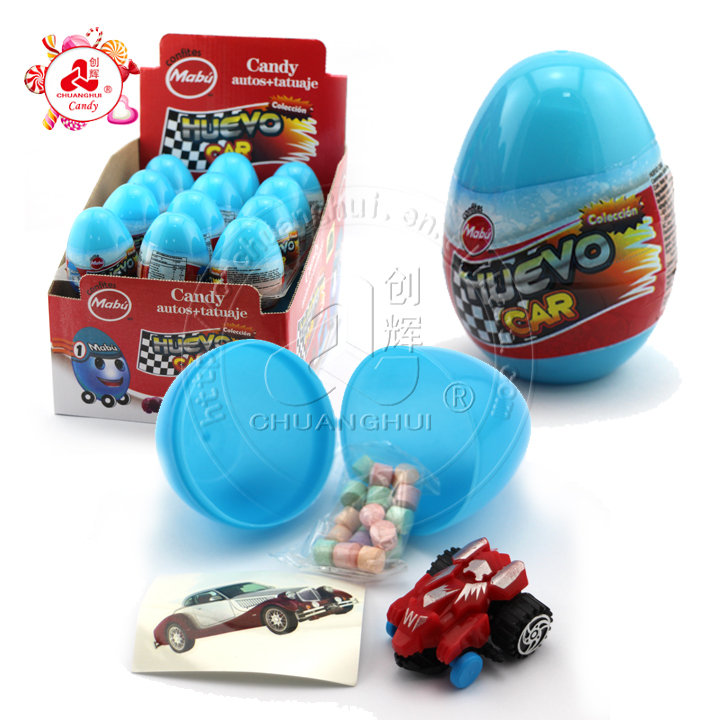 Supply Cartoon pull-back Toy Car and Pressed candy in Surprise Egg ...