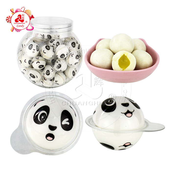 Supply Panda shape fruit flavor jam sandwich bubble gum ball panda ball ...
