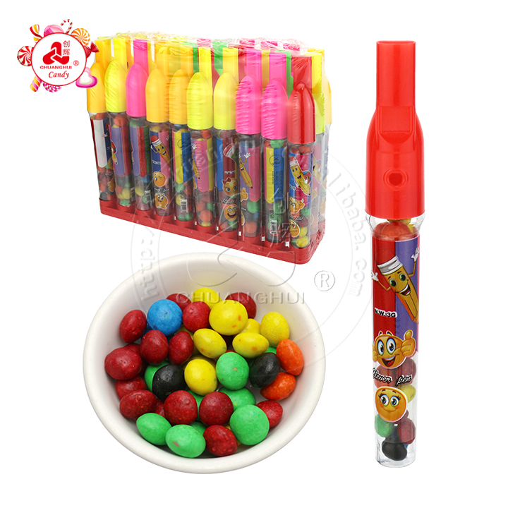 Supply Plastic variable tone flute whistle toy with chocolate bean ...