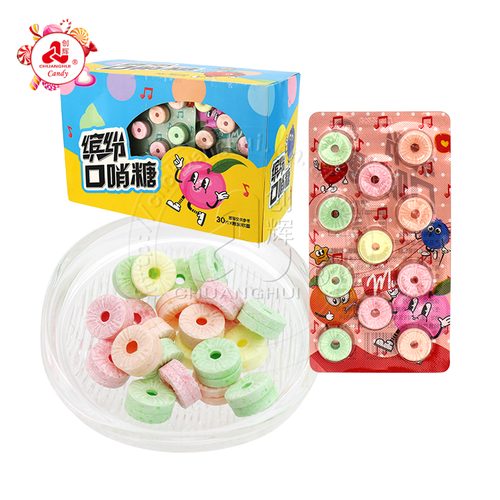Supply Fruit flavored multicolor round whistle press tablet candy CH ...