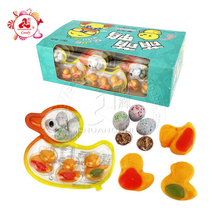 Supply Cute cartoon duck soft gummy candy with chocolate bean candy CH ...