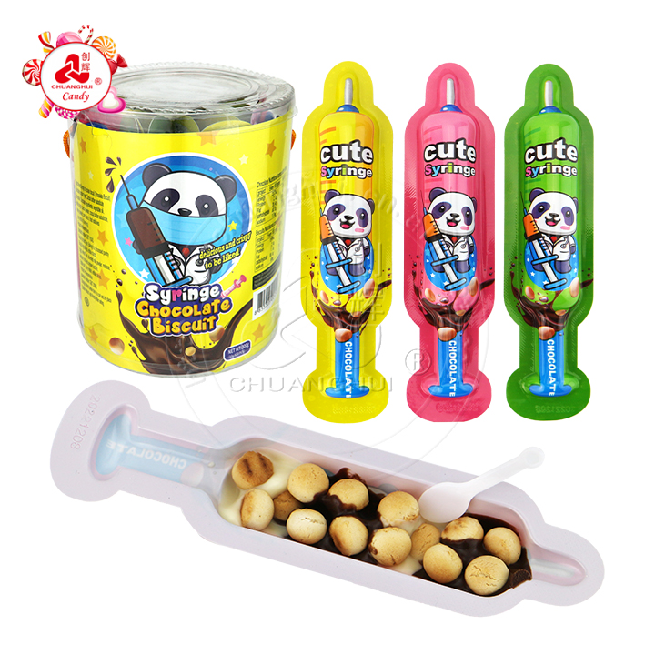 Supply 10g syringe shape chocolate sauce and crispy biscuits needle ...