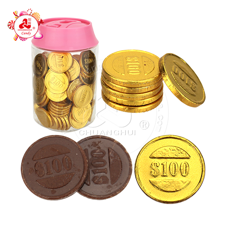 Supply 120pcs Gold Coin Shape Choco Round Chocolate coin in jar CH ...