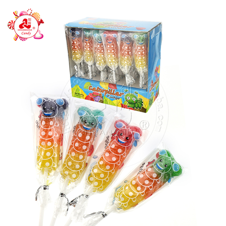 Supply Halal insect Worm shape jellypop soft gummy lollipop candy CH ...