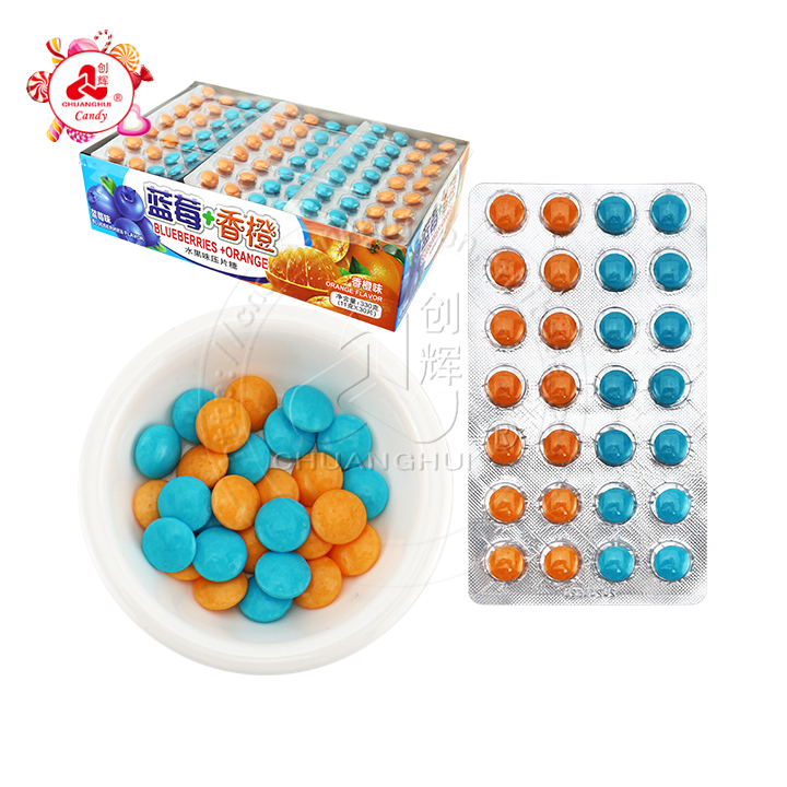 Supply Round blueberry+orange flavored pressed tablet candy CH-Z249 ...