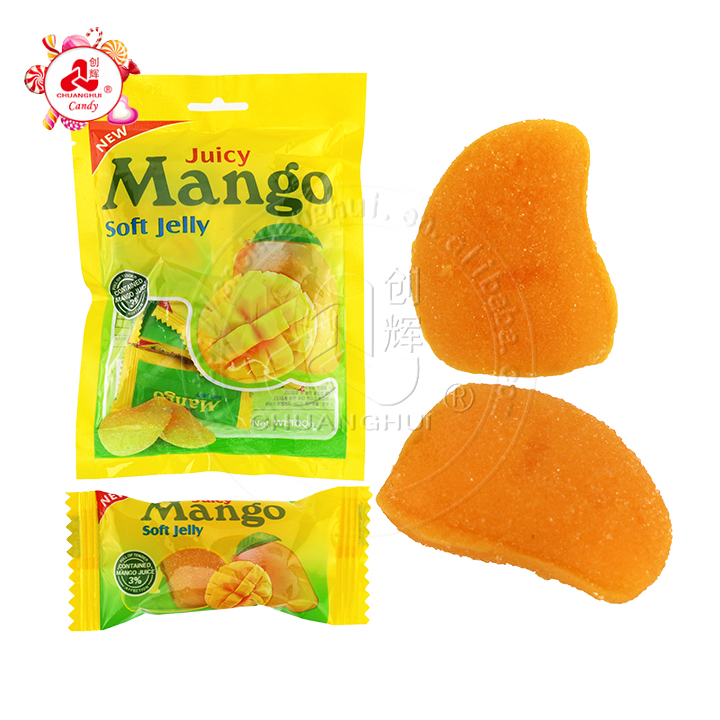 Supply 100g bagged fruits shape jelly soft gummy candy Mango ...