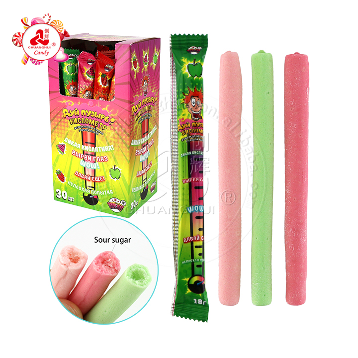 Supply 14.5cm fruit flavored long sour chewing bubble gum stick CH-E306 ...