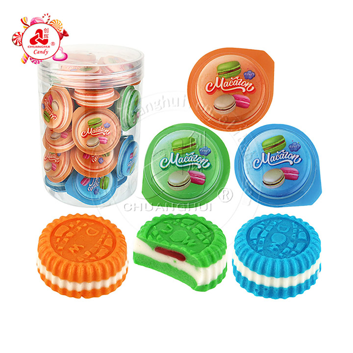 Supply HALAL macarone biscuits shaped jelly gumdrop soft gummy candy ...