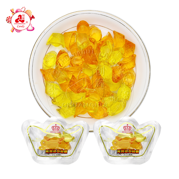 Supply Wholesale Bulk Gold Ingot shaped chewy soft gummy candy in bag ...