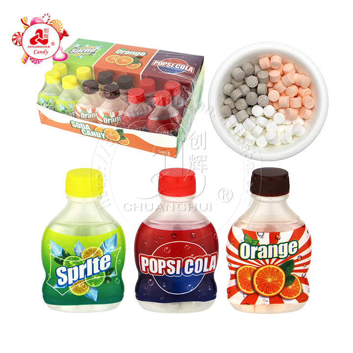 Supply Cola,lemon, orange flavored Soda pressed candy in Soda bottle CH ...