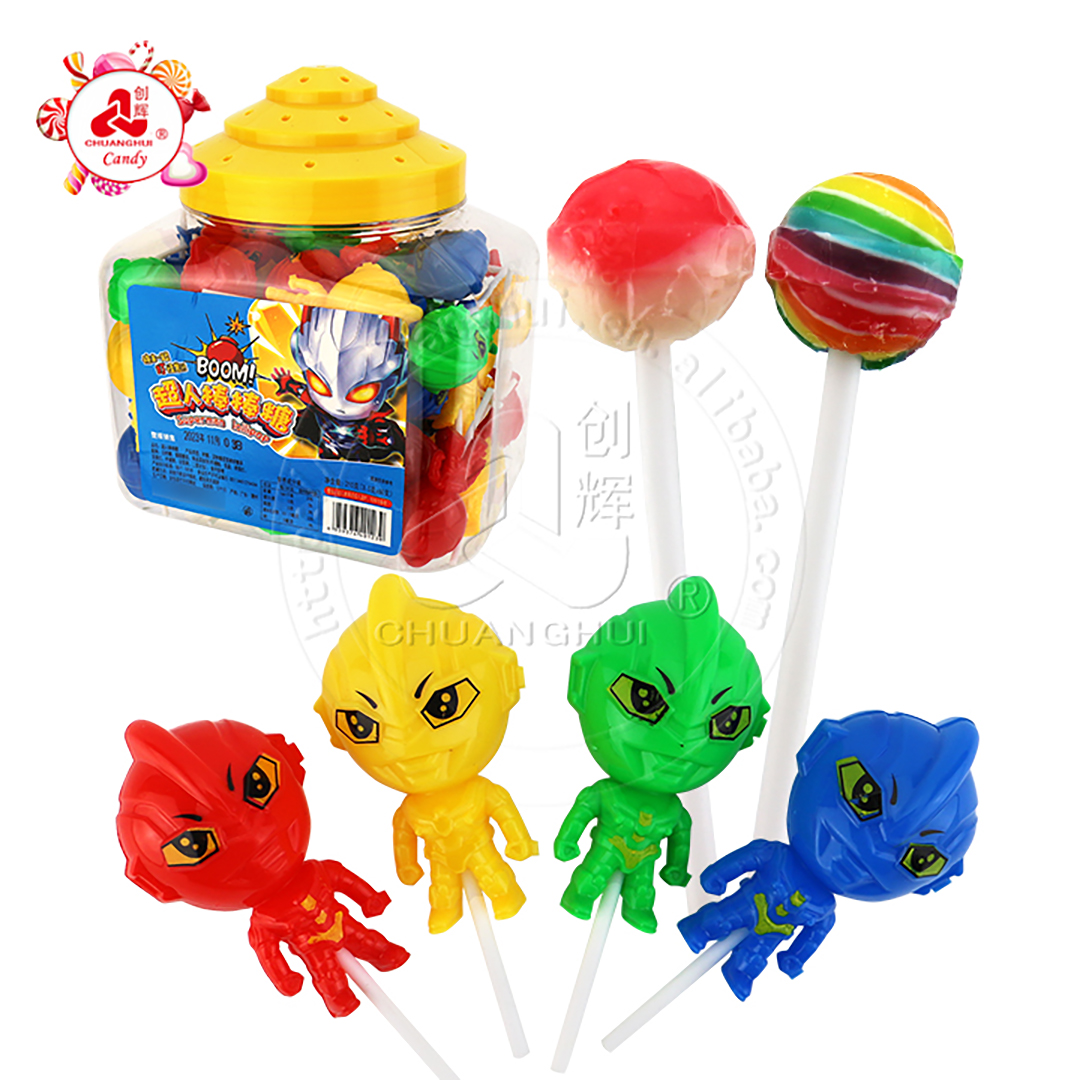 Supply Cartoon Superhero Man toy candy with fruit hard lollipop CH ...