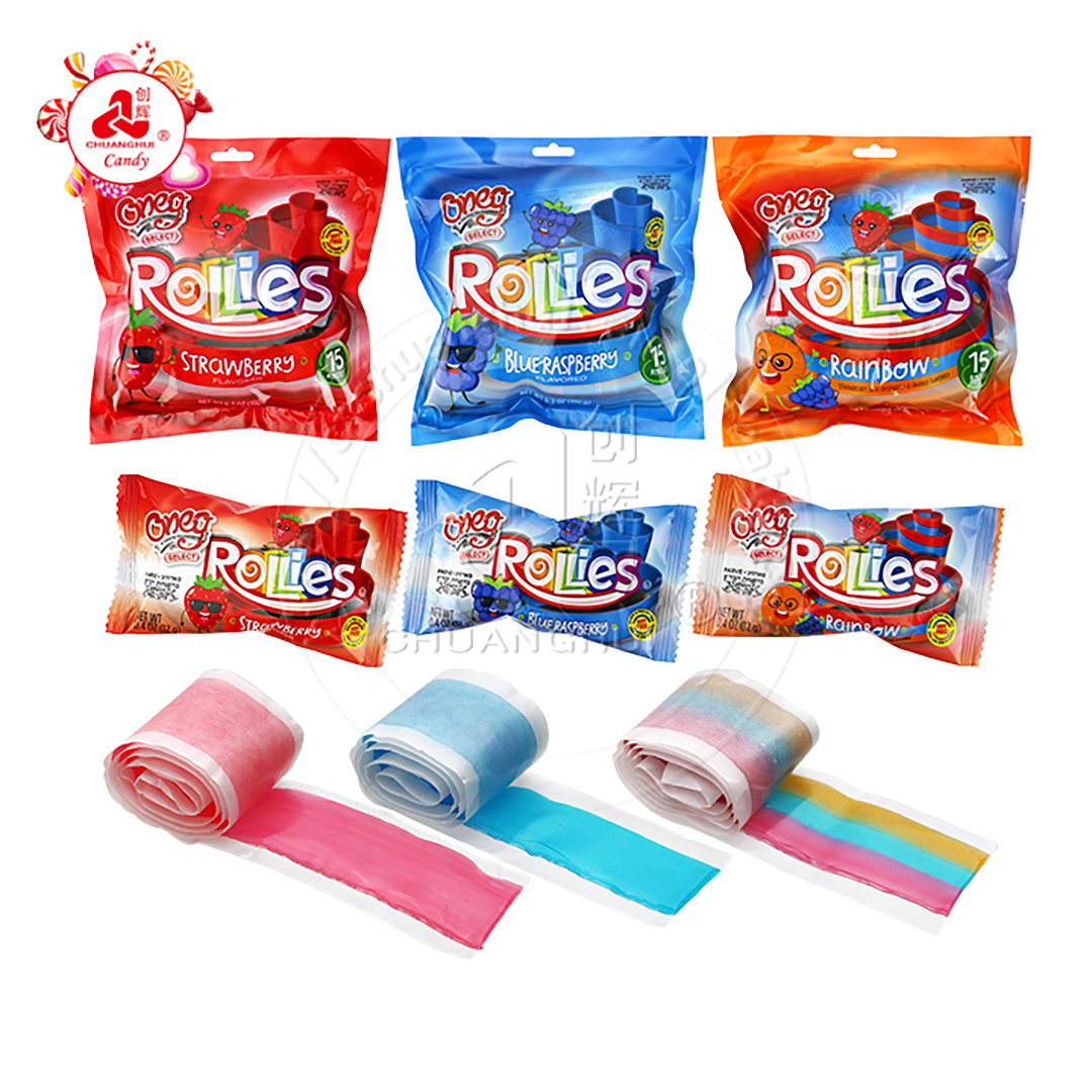 Supply 12g fruit flavor jelly soft gummy candy roll in bag CH-J528 ...