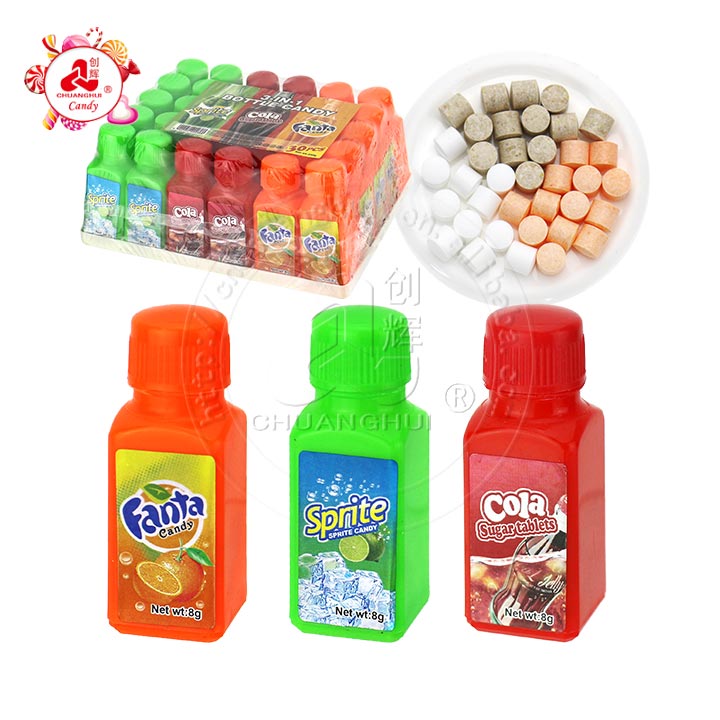 Supply Bottled cola, lemon, orange soda flavored pressed tablet candy ...