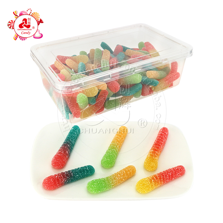 Supply 1Kg Cartoon caterpillar worm shape chewy soft gummy candy in box ...