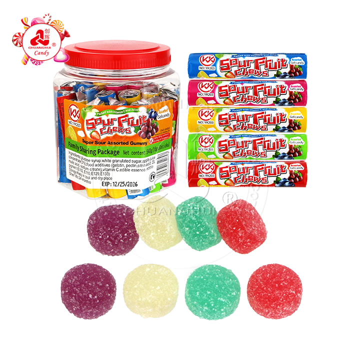 Supply Sour Fruit Chews Candy super sour fudges chewy soft gummy Candy ...