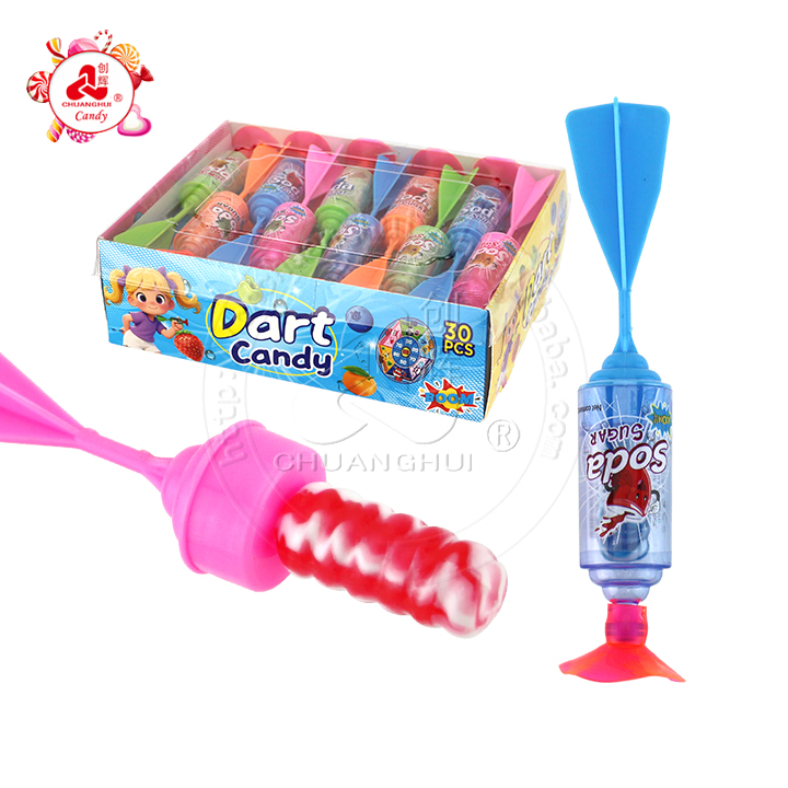 Supply Boxed Mini plastic flying dart shaped toy candy with nipple ...