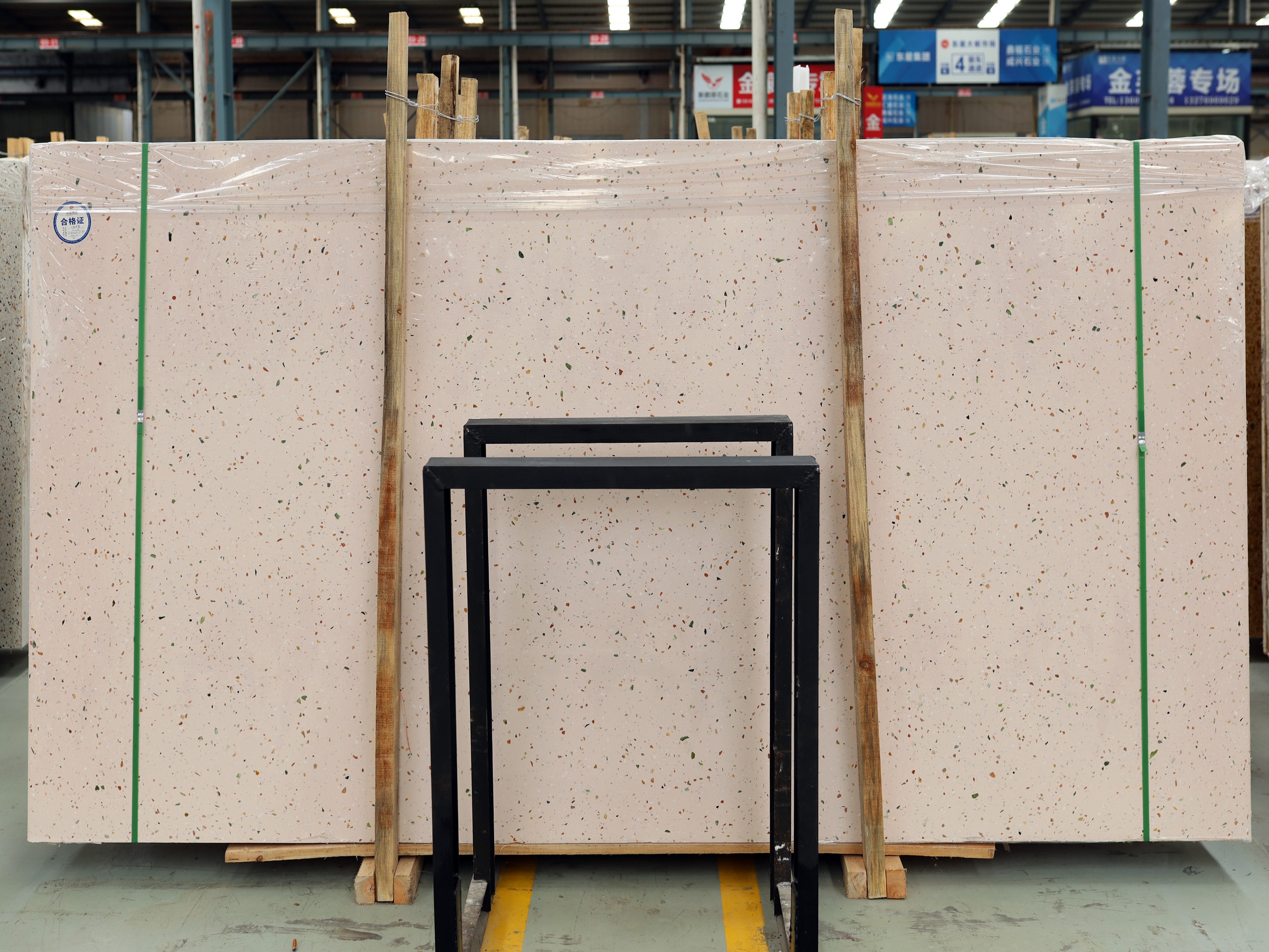 Supply Artificial stone Rosa Pink color cementitious terrazzo slabs ...