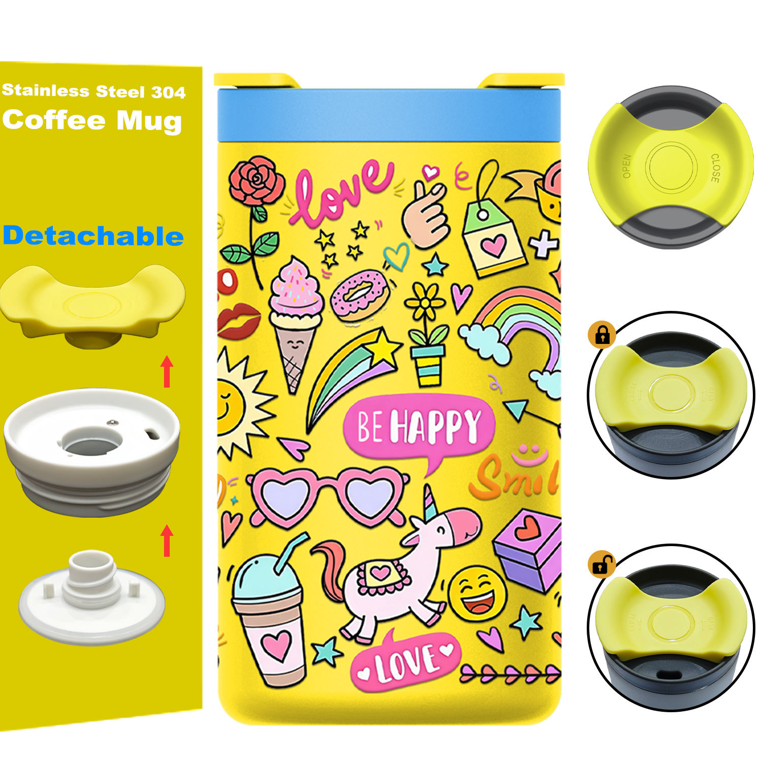 Supply Insulated Reusable Coffee Cups with Seal Lid to Go Car Tumbler ...