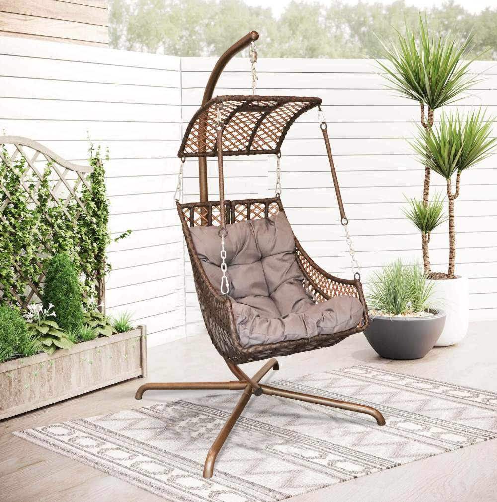 Supply wicker single hanging chair with cushion Wholesale Factory ...