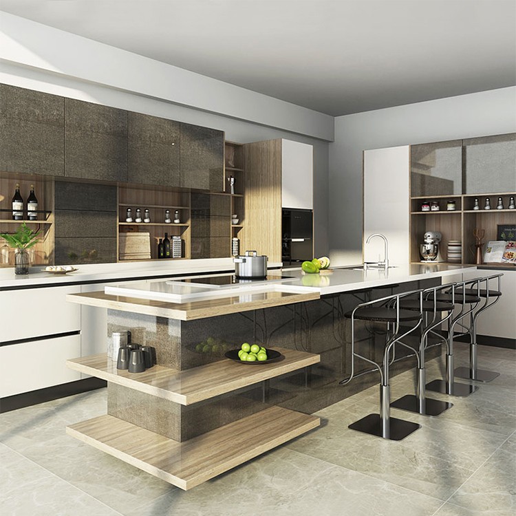 Custom Modern Style UV Finish Wood Kitchen Cabinet Furniture Design ...