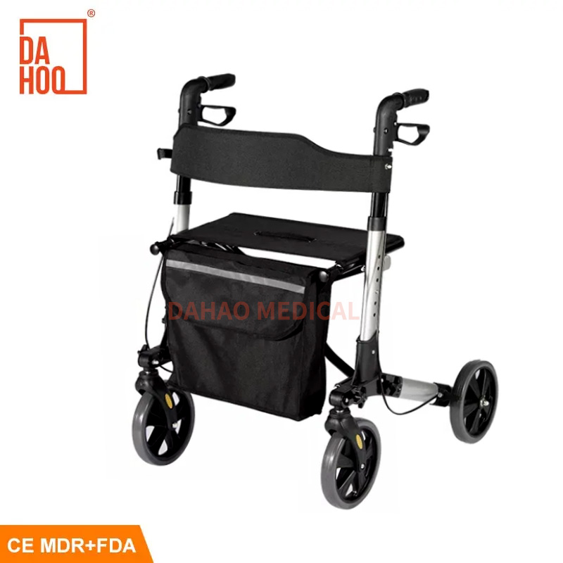 Supply Double Folding Shopping Aluminum Rollator with 8-inch Wheels and ...