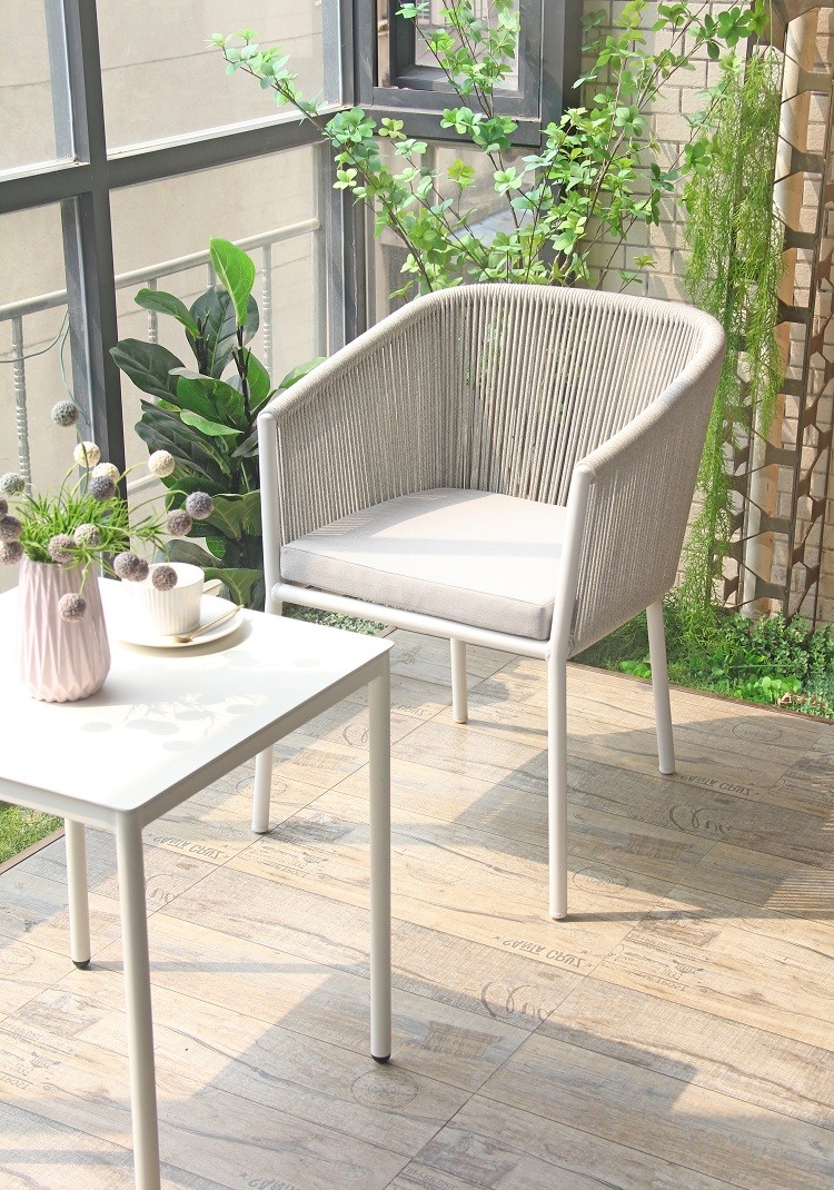 Supply Commercial Powder Coating Stackable Rope Braid Garden Patio ...