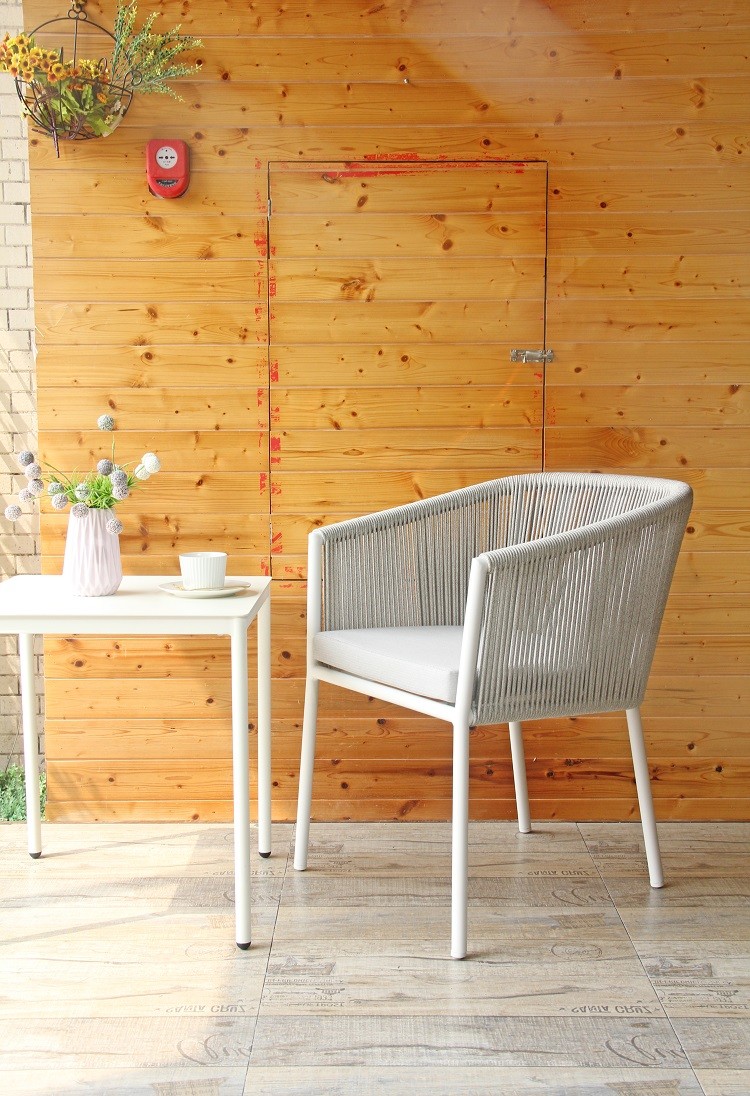 Supply Commercial Powder Coating Stackable Rope Braid Garden Patio ...