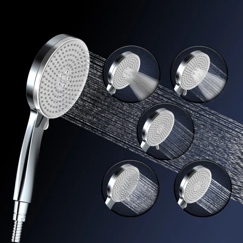 Elegance and functionality in black luxury chrome standing shower set