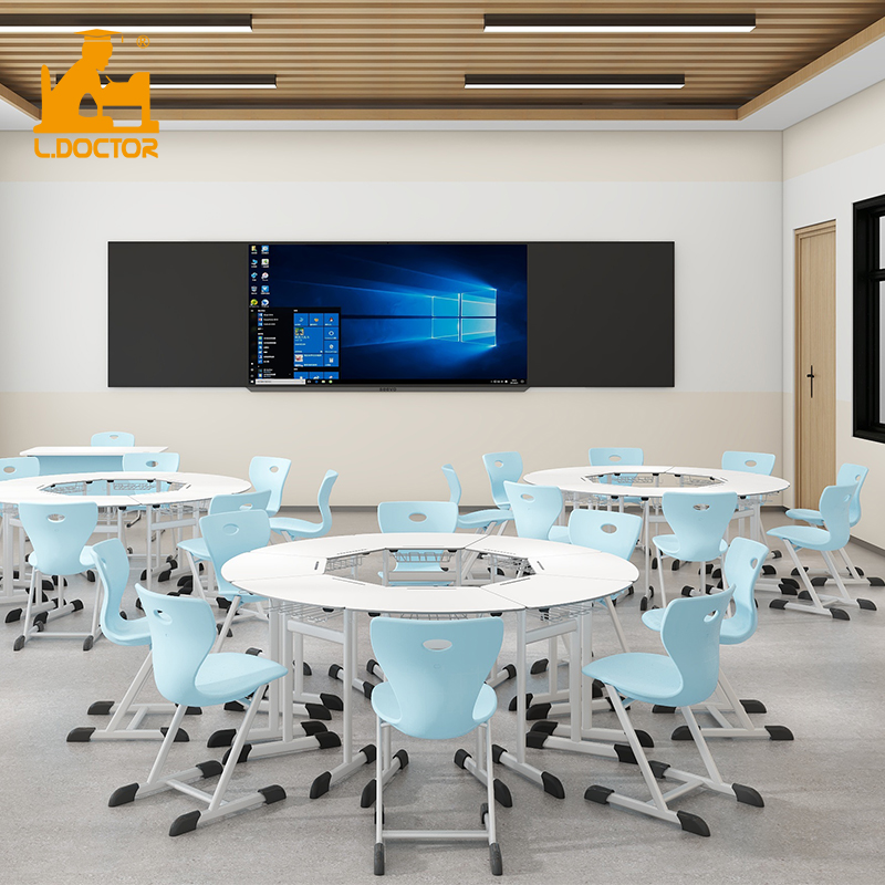 Supply Trapezoid School Desk with Storage Collaborative Classroom Desk ...