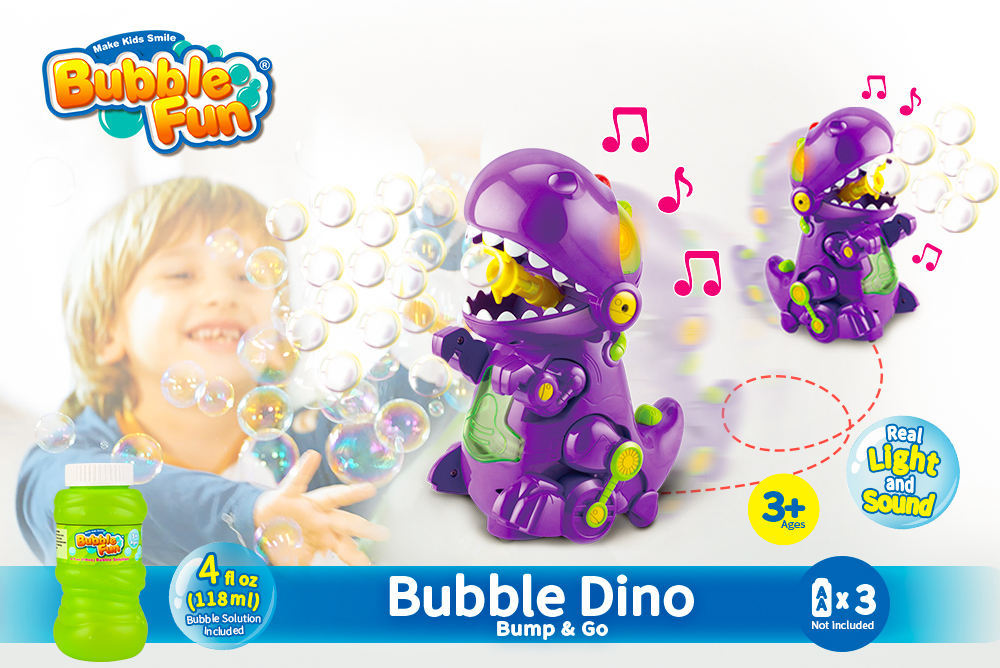 Supply Bubble Fun B/O Bump and Go Bubble Dinosaur with light and sound ...