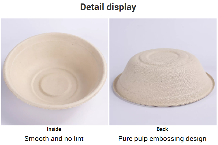 Supply 40oz sugarcane bagasse pulp round salad bowl with lid Wholesale ...