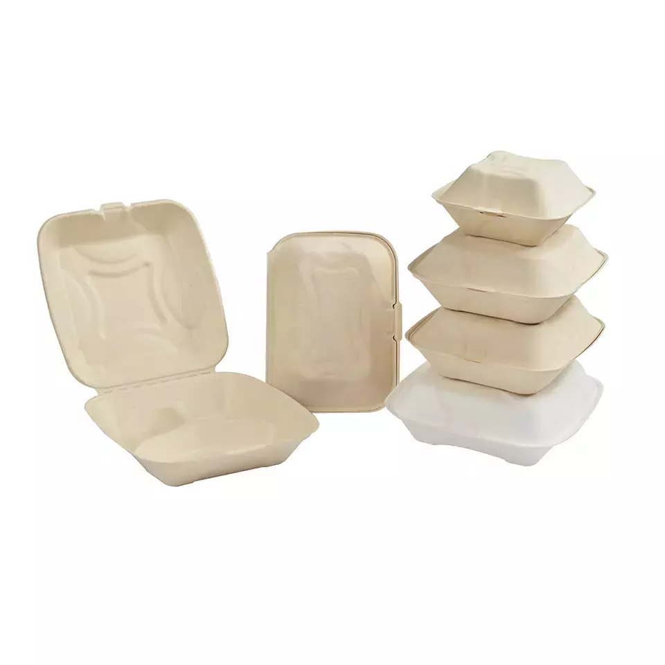 Supply pfas free pulp sugarcane bagasse clamshell food box Wholesale ...