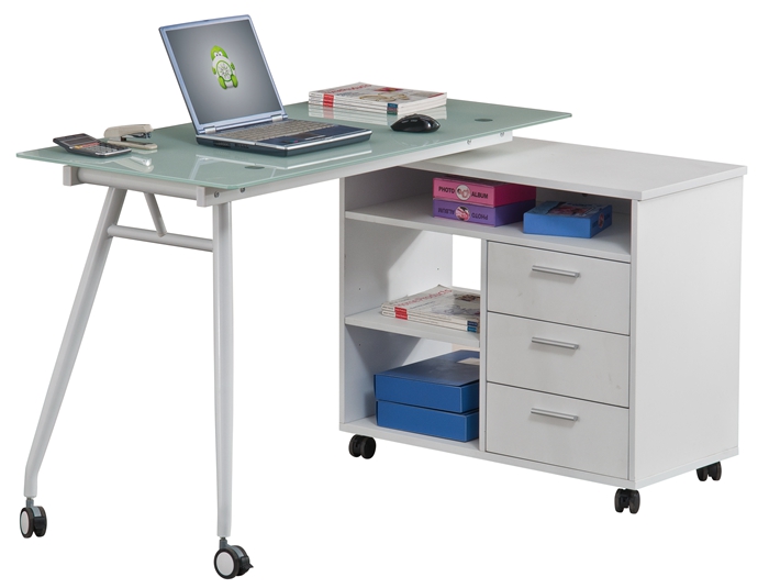 Supply Metal Frame L-Shape Rotatable Computer Workstation with Wheels ...