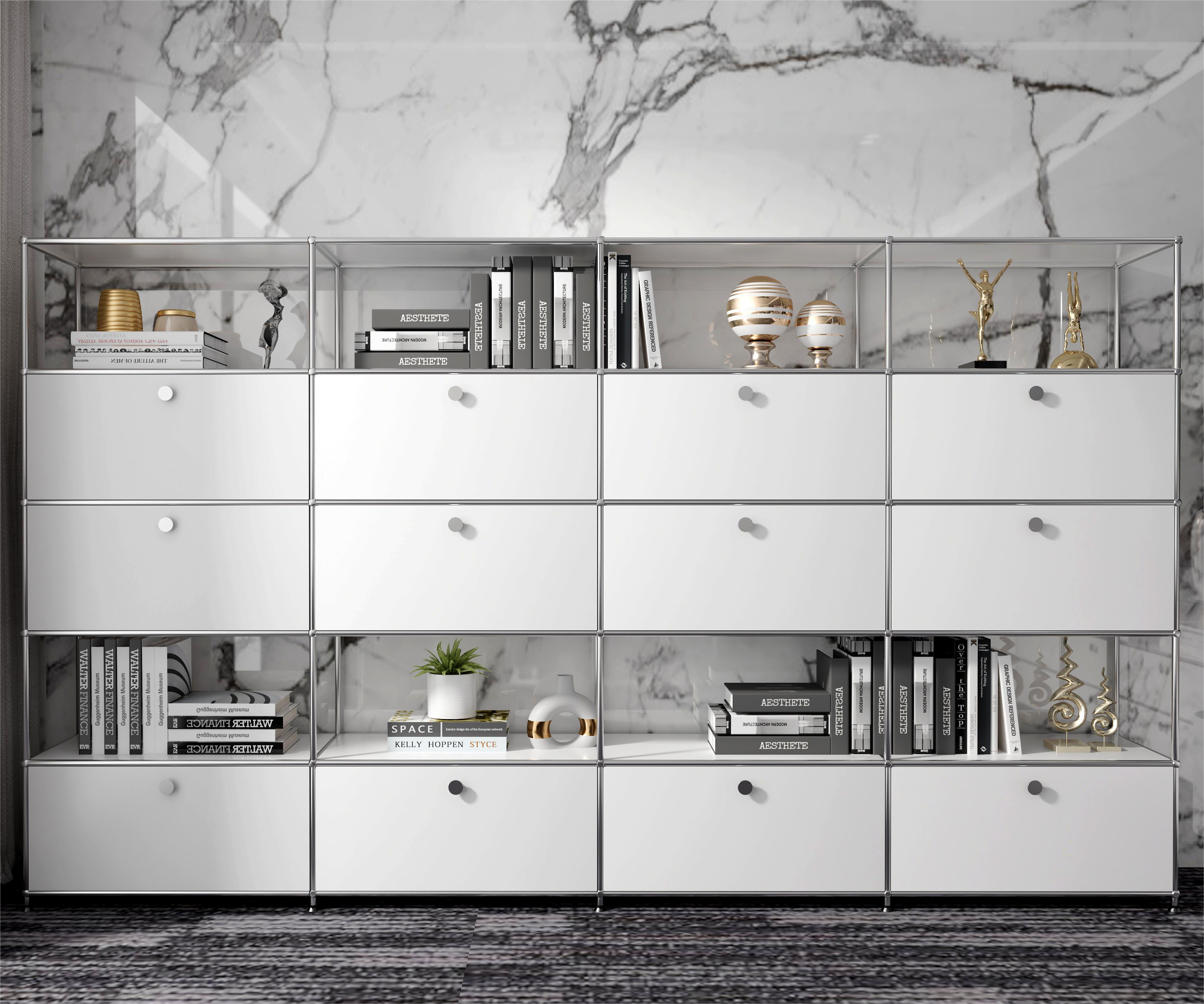 Supply Nordic metal stainless steel bookcase shelves for home office ...