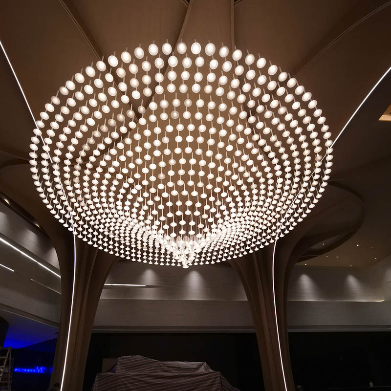 Supply Large Modern Round Glass Light Installation Art Chandelier ...