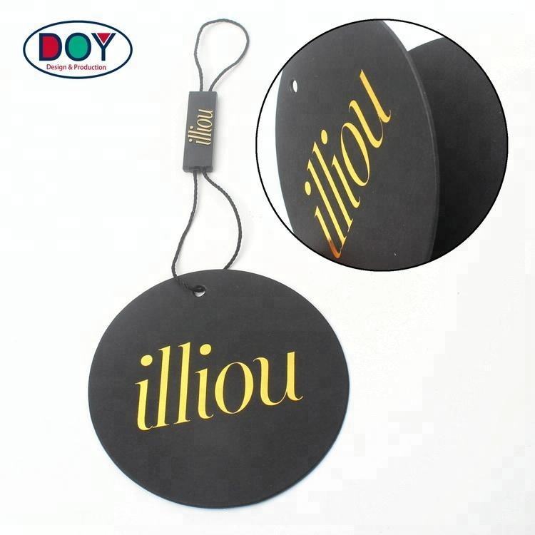 Supply Custom Brand Logo Hang Labels Golden Foiling 1000GSM Black ...