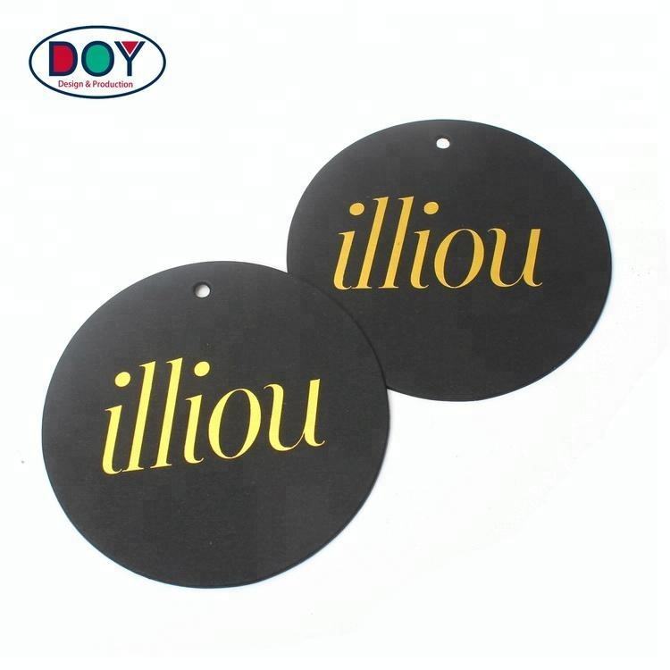 Supply Custom Brand Logo Hang Labels Golden Foiling 1000GSM Black ...